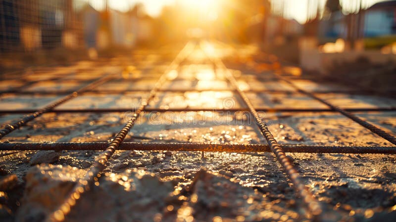 Close-up of Freshly Poured Concrete at Sunset. Concept of Construction ...
