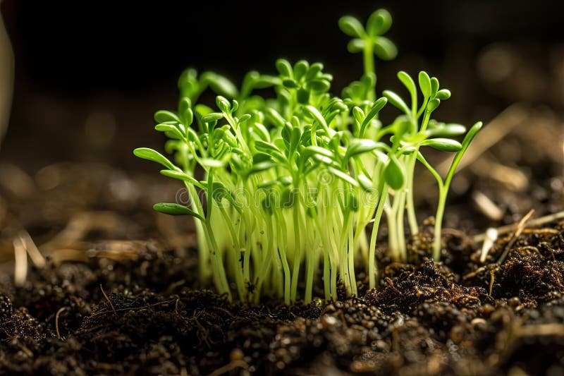 Close-up of Freshly Sprouted Seedling, with Green Leaves and Delicate ...