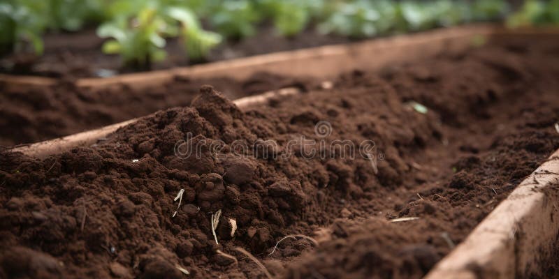 Close-up of a Freshly Tilled Garden Bed One Generative AI Stock ...