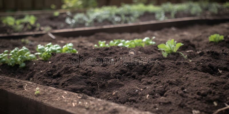 Close-up of a Freshly Tilled Garden Bed Three Generative AI Stock ...