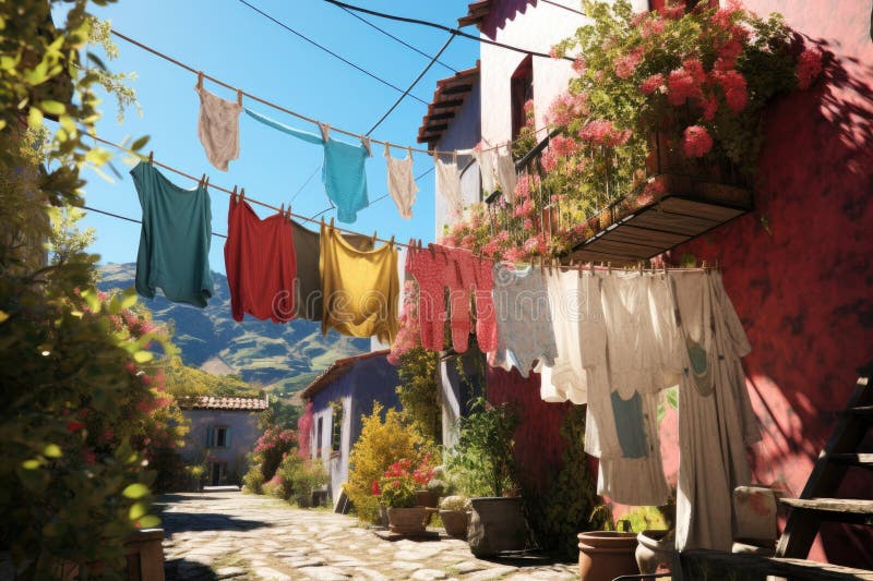 Close-up of Freshly Washed Clothes Drying in the Sun Stock Image ...