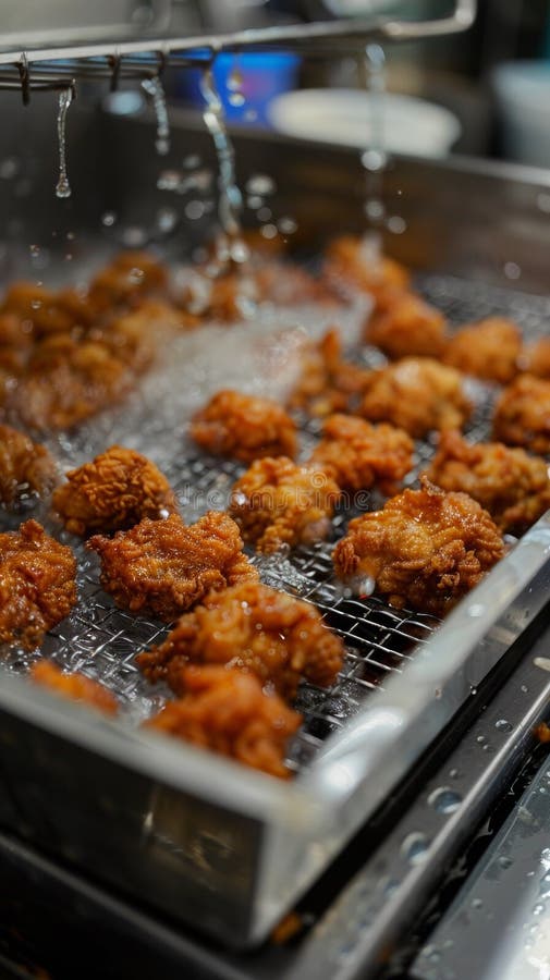 A Close Up of Fried Chicken Being Cooked in a Fryer, AI Stock Image ...