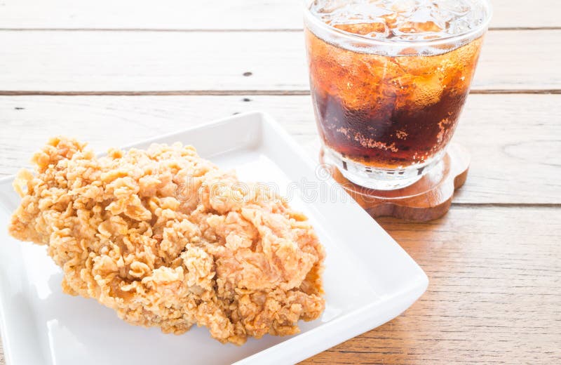 Close Up Fried Chicken with Cola Drink Stock Image - Image of diet ...