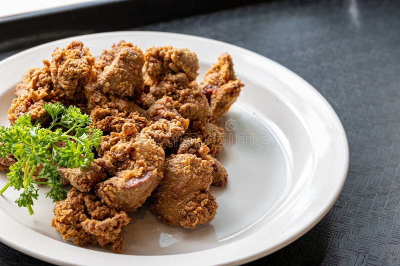 Close-up of Fried Chicken Livers on Plate Stock Image - Image of ...