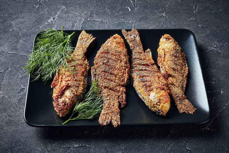 Close-up of Freshly Fried Crispy Crucian Carps Stock Image - Image of ...