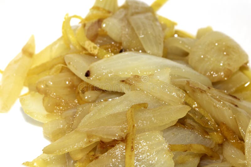 Close Up of Fried Onions on a White Background Stock Image - Image of ...