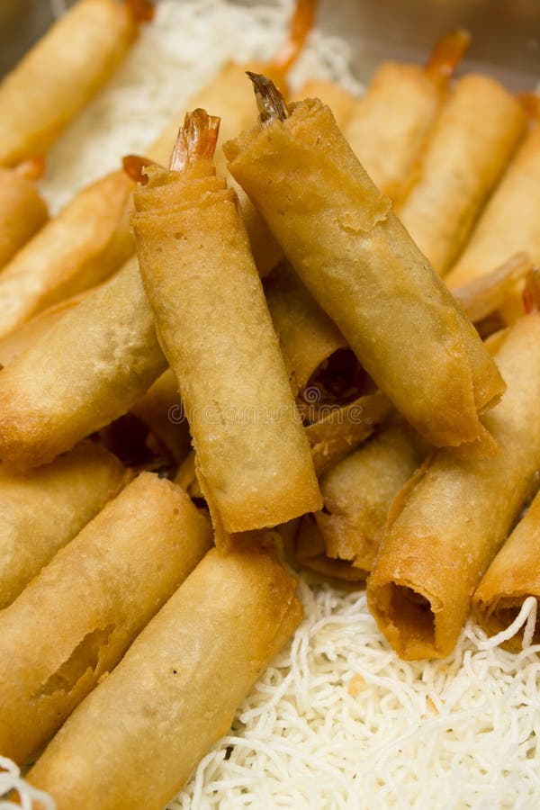 Close Up on Fried Spring Roll. Stock Image - Image of crispy ...