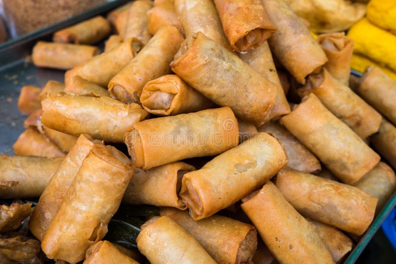 Close Up of Fried Spring Rolls Stock Image - Image of crispy, lunc ...