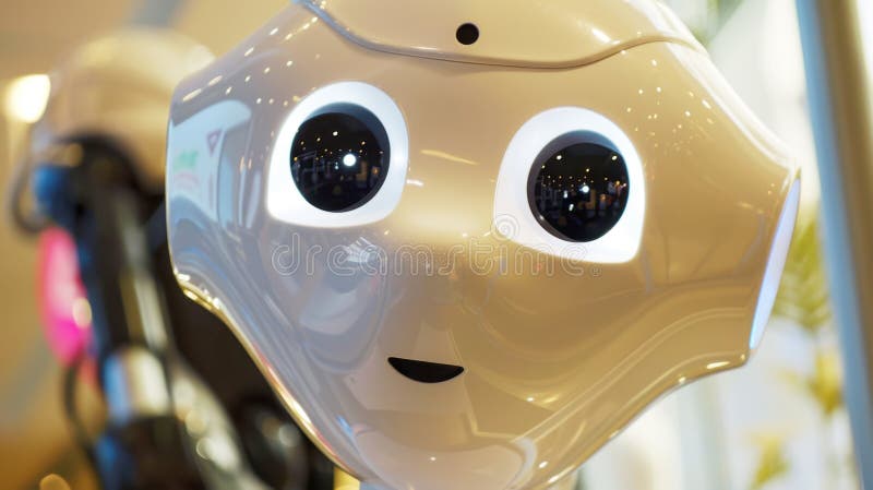 Close-up of a Friendly Robot Face with Expressive Eyes Stock ...