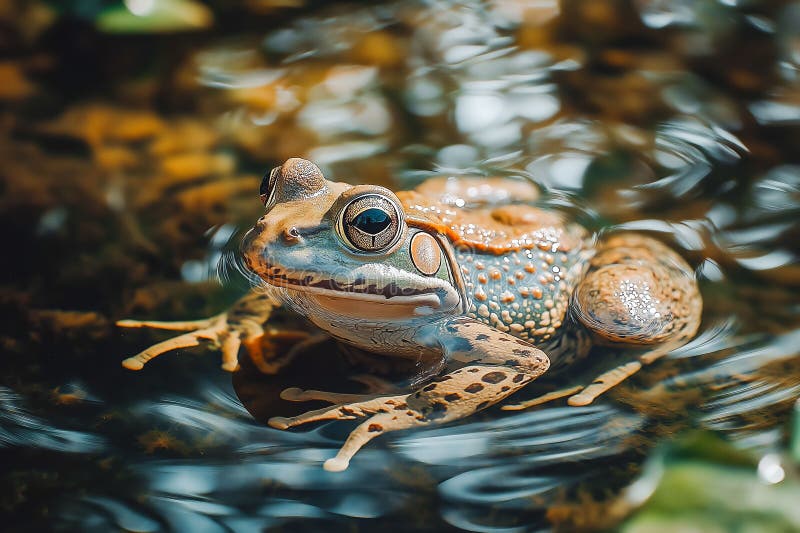 Close Up Frog with Big Eyes in His Natural Environment Stock Photo ...