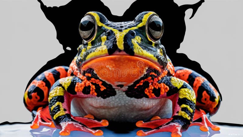 A Close Up of a Frog with Bright Colors and Black Spots, AI Stock Photo ...