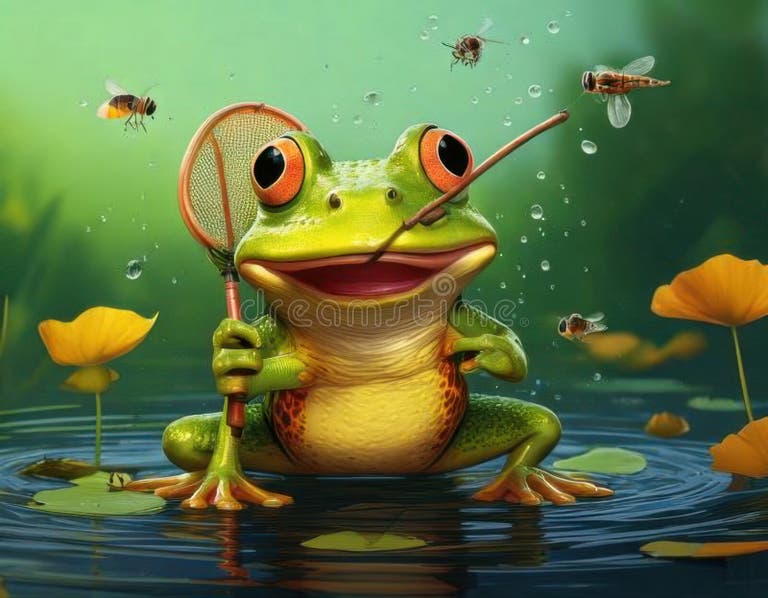 Close Up Frog Catching Flies Stock Illustration - Illustration of sharp ...