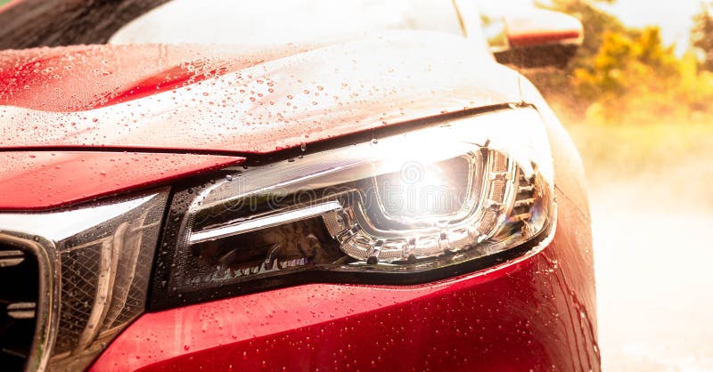Close-up of Front Headlight Lamp of Modern Car Stock Image - Image of ...