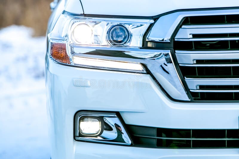 Close Up Front of New Silver Car Bumper Stock Photo - Image of modern ...