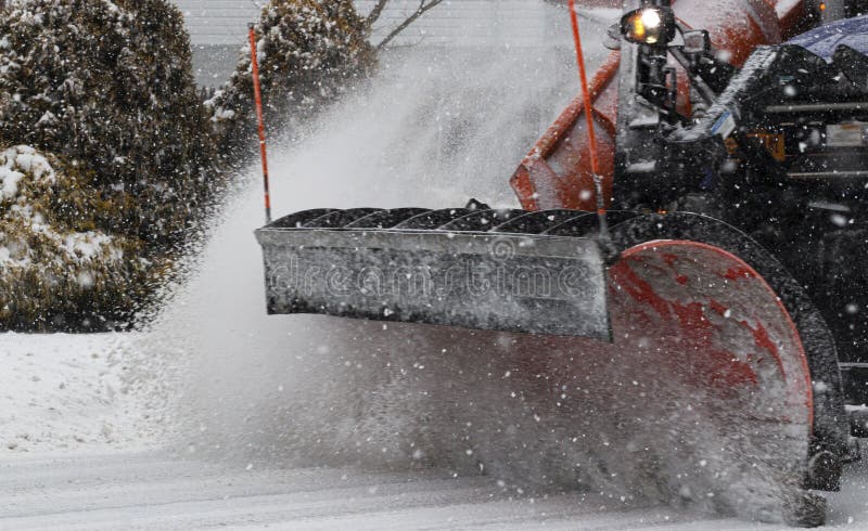 Red Plow of a Snowplow Close Up Clearing Snow Off the Road Stock Image ...