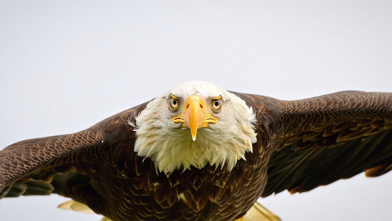Close-up Front View of a Bald Eagle with Wings Spread Wide Bird Raptor ...