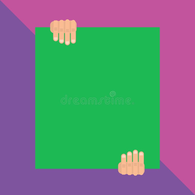 Close Up Front View Big Blank Rectangle Holding Two Hands Up Down ...