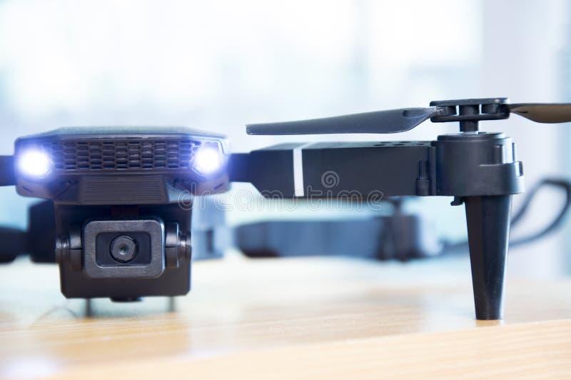 Close-up Front View of a Black Drone Stock Photo - Image of laptop ...