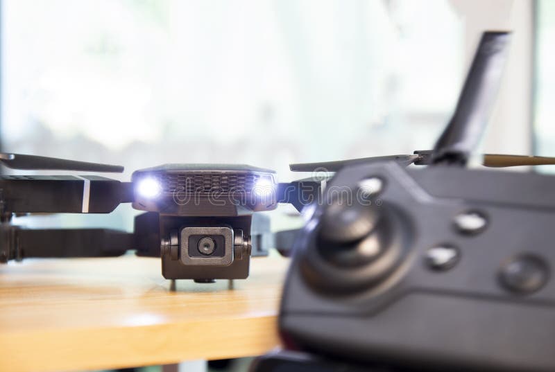Close-up Front View of a Black Drone Stock Image - Image of equipment ...
