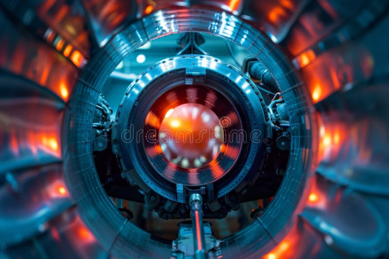 Close-up Front View of Jet Fighter Engine. Running Aircraft Engine ...