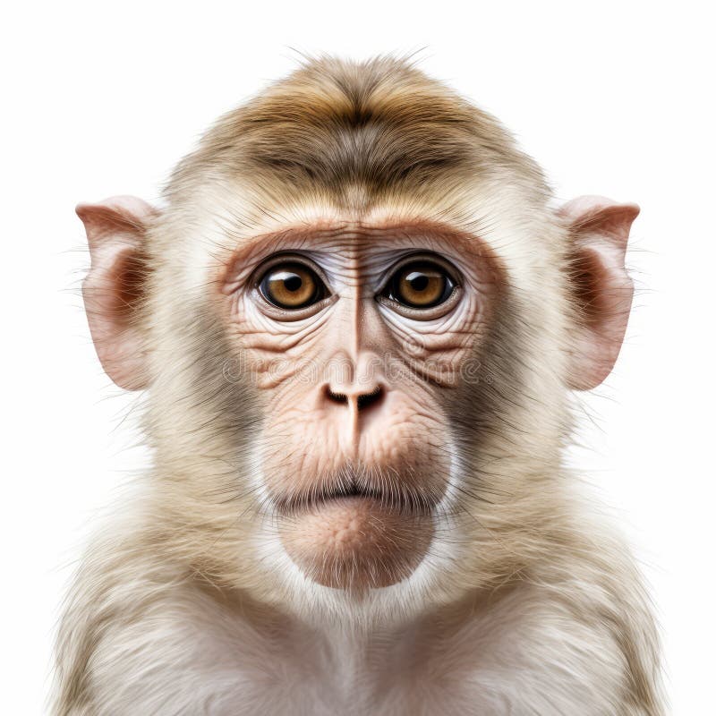 Close-up Monkey Drawing: Flat, Front View on White Background Stock ...