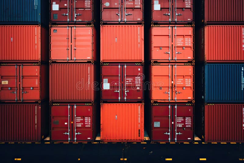 Close Up Front View of Ship Containers Stock Illustration ...