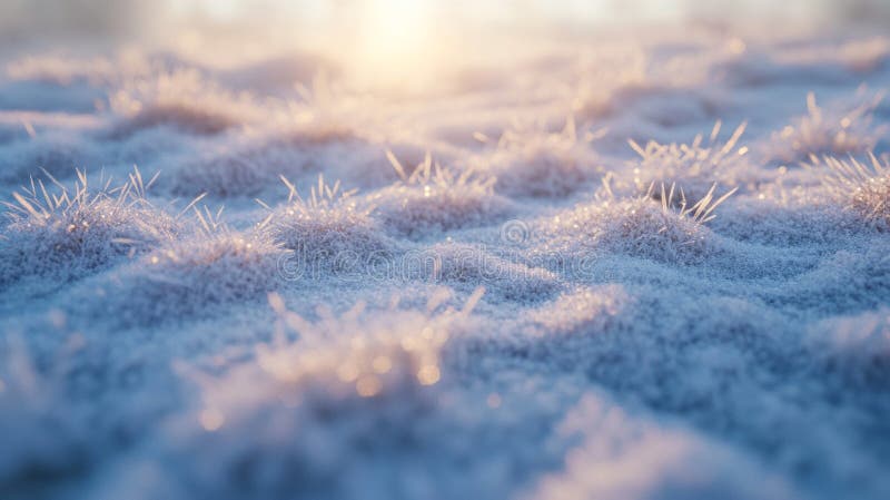 Close-up of Frost-Covered Grass Blades in Sunlight Stock Illustration - Illustration of sunrise ...