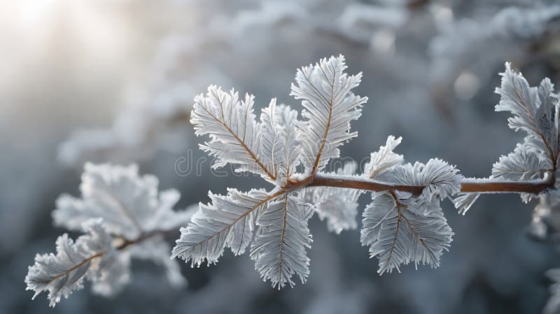A Close-up of Frost-covered Tree Branches,where the Leaf Looks Like ...
