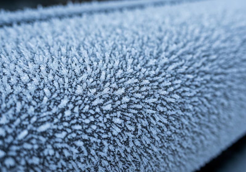 Close-up of a Frosted Surface Covered in Delicate Ice Crystals. the ...