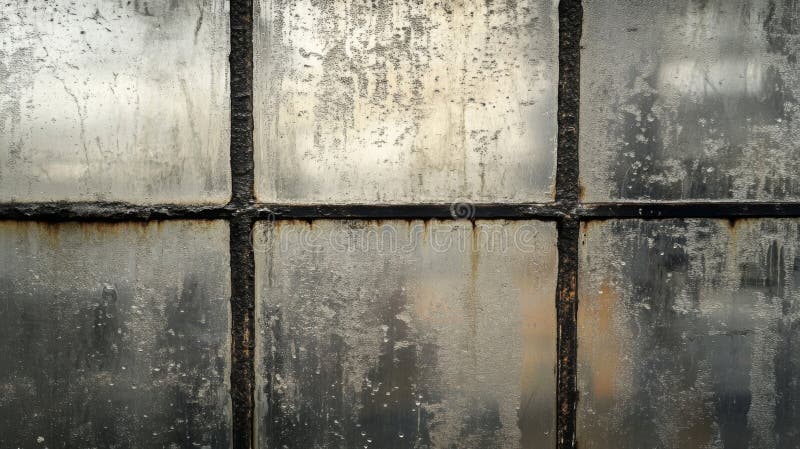 A Close-Up of a Frosted Window with Rusted Metal Framing Stock ...