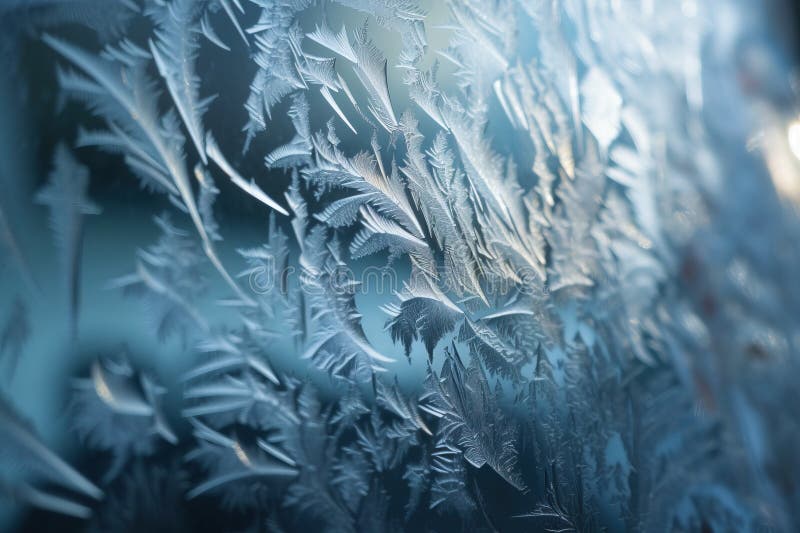 A Close Up of a Frosted Window with a Street Light in the Background ...