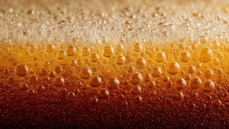 Close Up of Frothy Bubbles on Dark Beverage Surface, Showcasing Texture ...