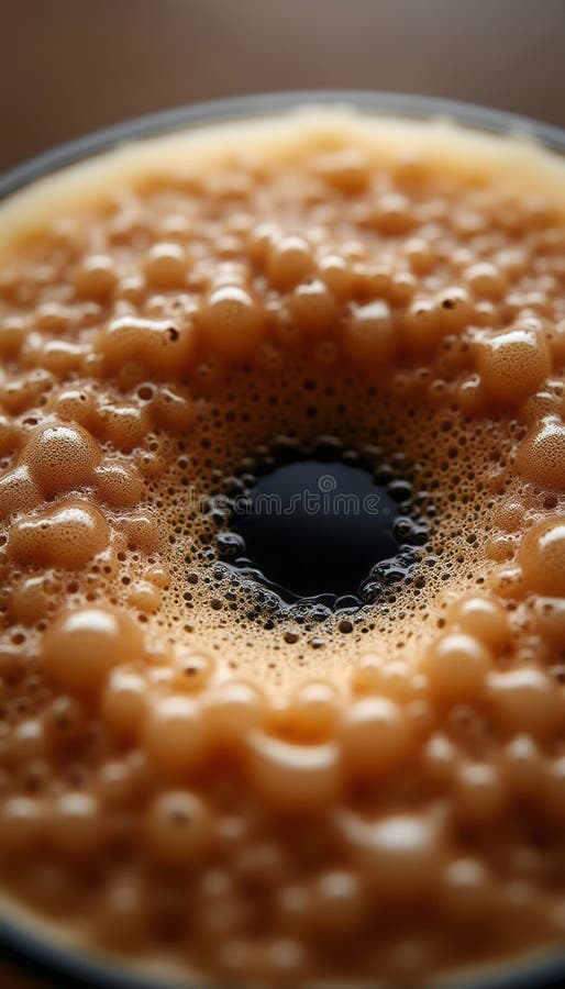 Close-up of Frothy Coffee Creating a Mesmerizing Circular Pattern Stock ...