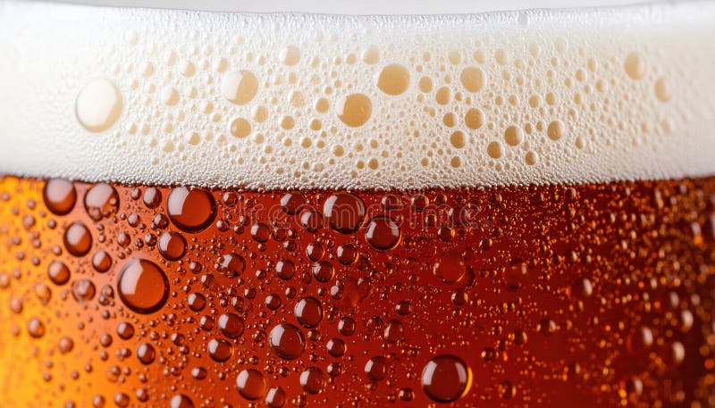 Close Up of Frothy Root Beer with Bubbles and Condensation on Glass ...