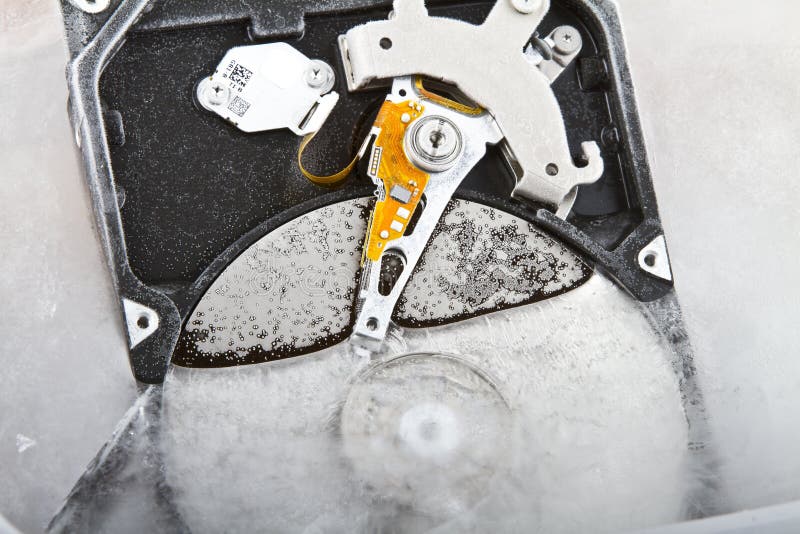 Close Up of a Frozen Hard Drive Stock Photo - Image of encryption ...
