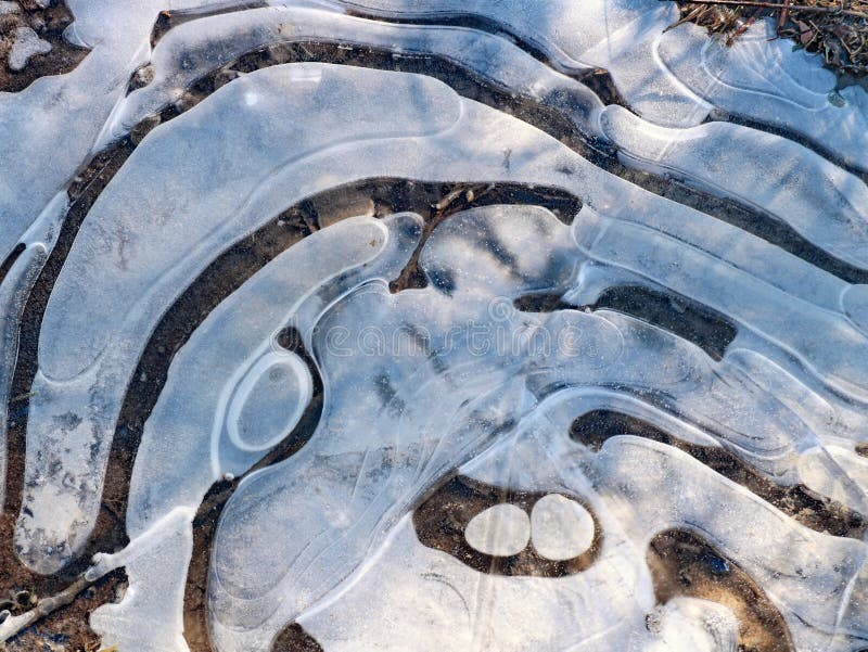 Close-up of Frozen Puddle Ice Pattern Stock Photo - Image of patterns ...