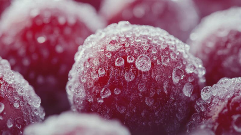 Close-up of a Frozen Red Cherry Covered in Icy Crystals Stock ...