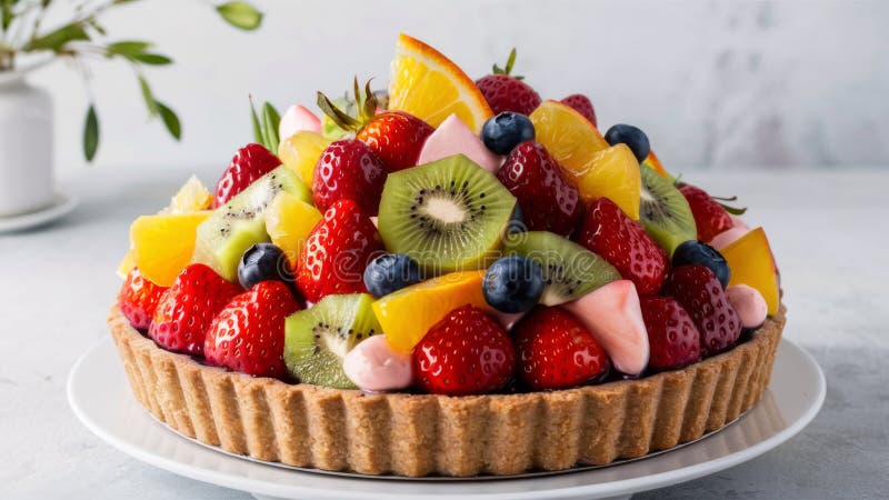 A Close Up of a Fruit Pie with Many Different Kinds of Fruits, AI Stock ...