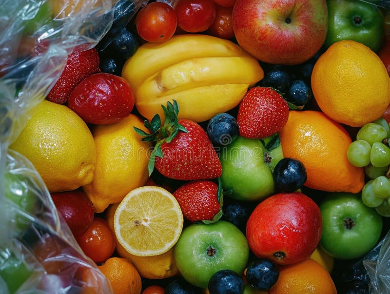 Close-up of Fruit in Plastic Bag Stock Image - Image of food, healthy ...