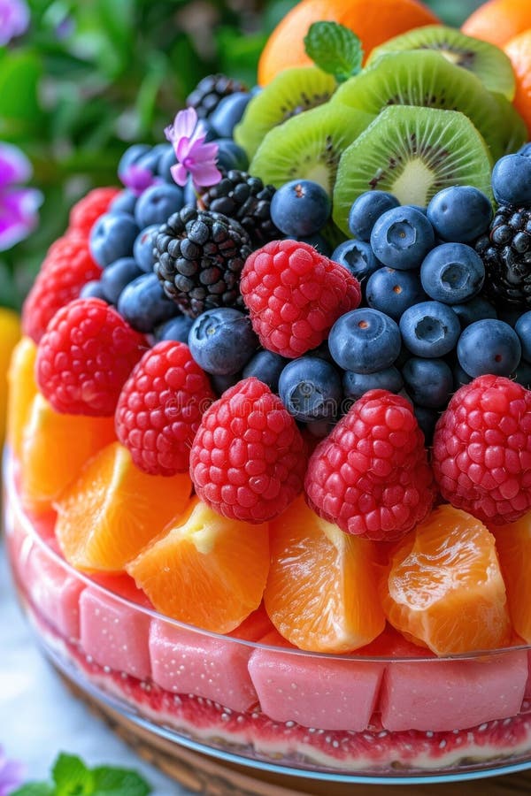 A Close Up of a Fruit Salad with Different Types of Fruits, AI Stock ...