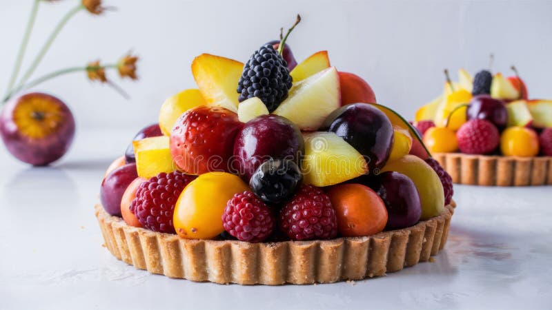 A Close Up of a Fruit Tart with Different Types of Fruits, AI Stock ...