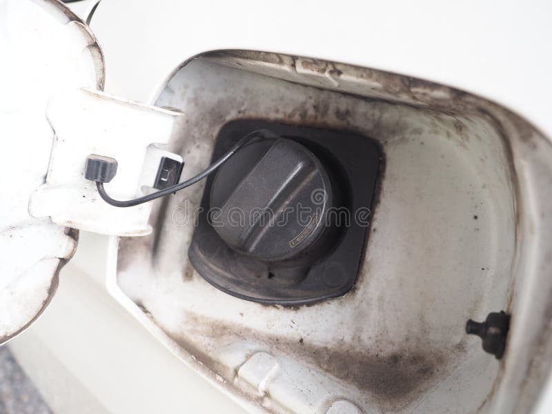 Fuel Cap of the Car Close Unclean and Dirty Stock Image - Image of ...