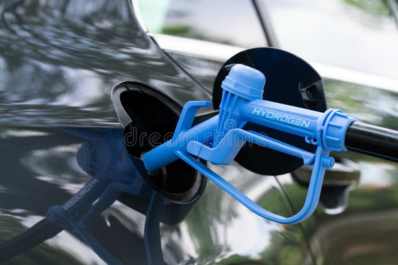 Close Up of Fuel Cell Car with Connected Hydrogen Fueling Nozzle. Stock ...