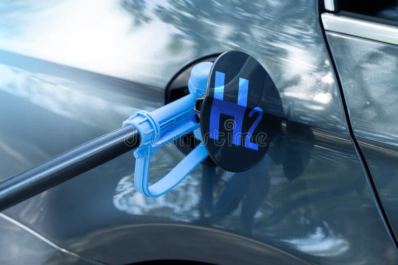 Close Up of Fuel Cell Car with Connected Hydrogen Fueling Nozzle. Stock ...
