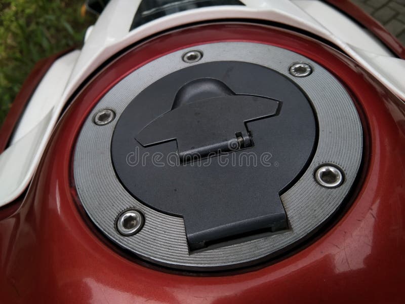Close Up of Fuel Tank Pit on a Motorcycle Vehicle. Stock Photo - Image ...