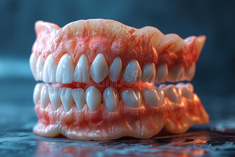 Close Up of Full Denture Dentures. Stock Illustration - Illustration of ...