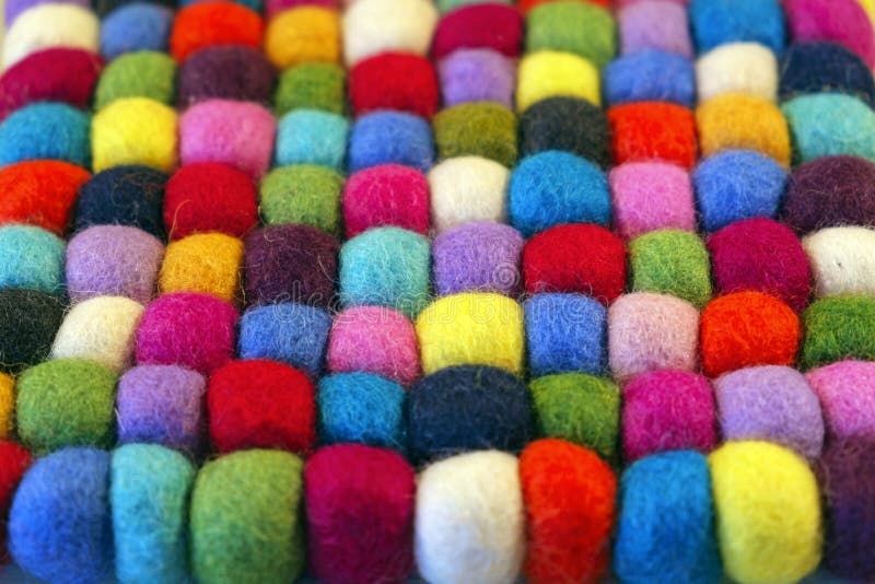 Multi Coloured Felt Bobble Table Mat Stock Image - Image of handicraft ...