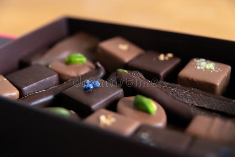 Close-up of a Full Open Chocolate Box Stock Photo - Image of food ...