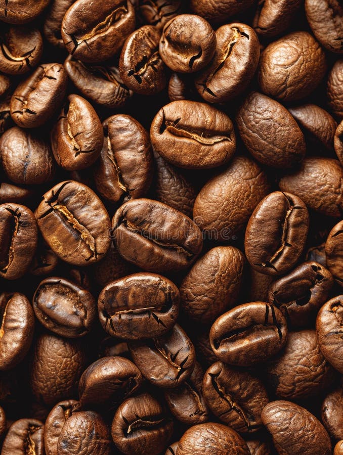 A Close Up Full Screen of Coffee Arabica Beans with a Brownish Color ...