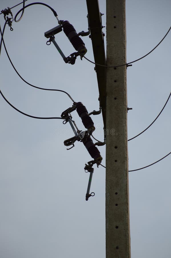 Fuse on electricity post stock photo. Image of transmission - 105175656